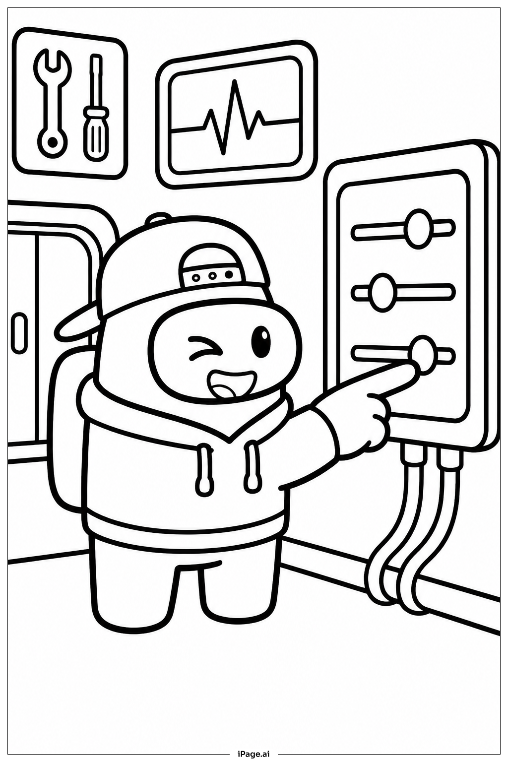 어몽어스 임무 패널 색칠하기 페이지 (무료 PDF&PNG 인쇄 가능)