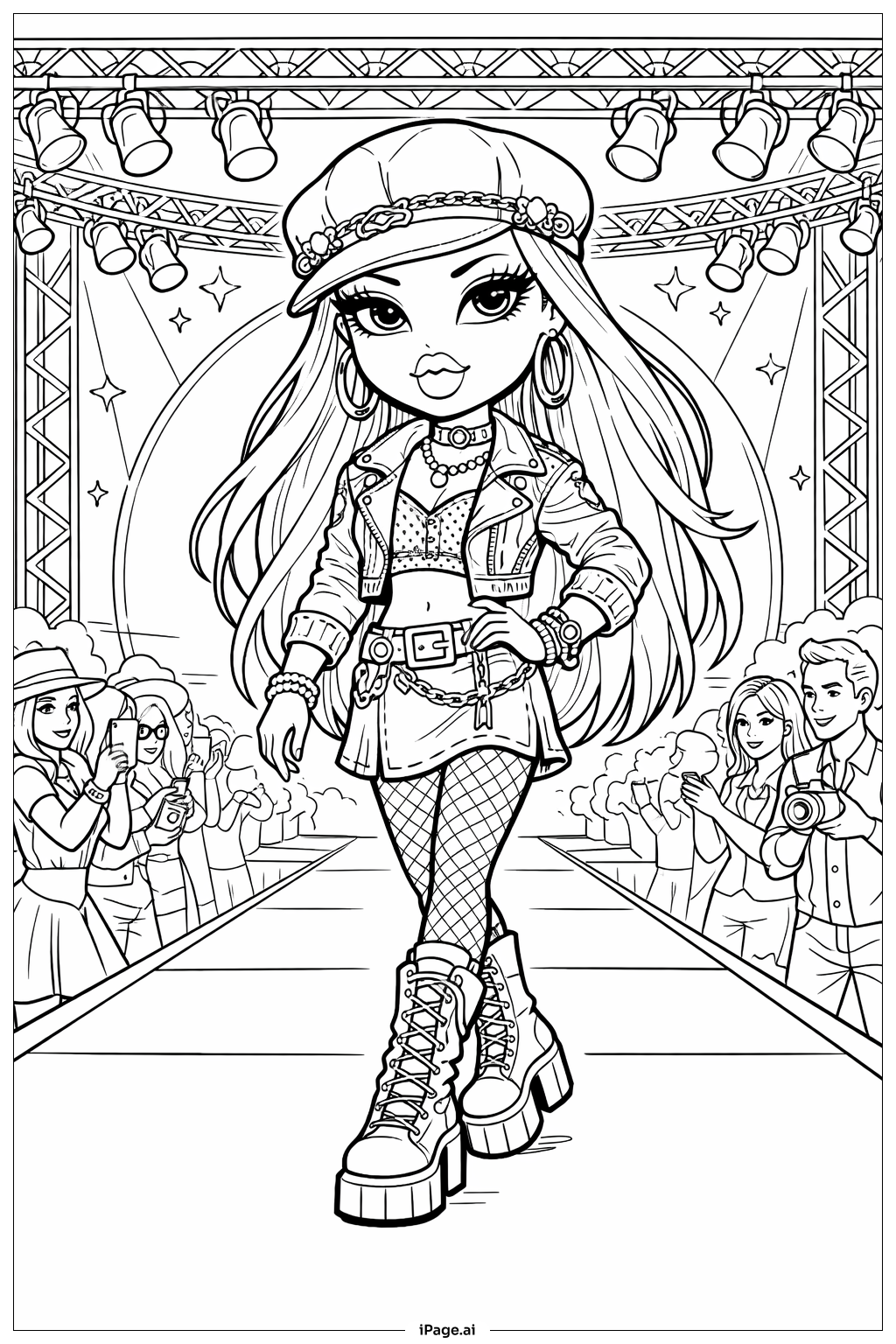 Page de coloriage Poupée Bratz avec sac à dos (PDF & PNG imprimables ...