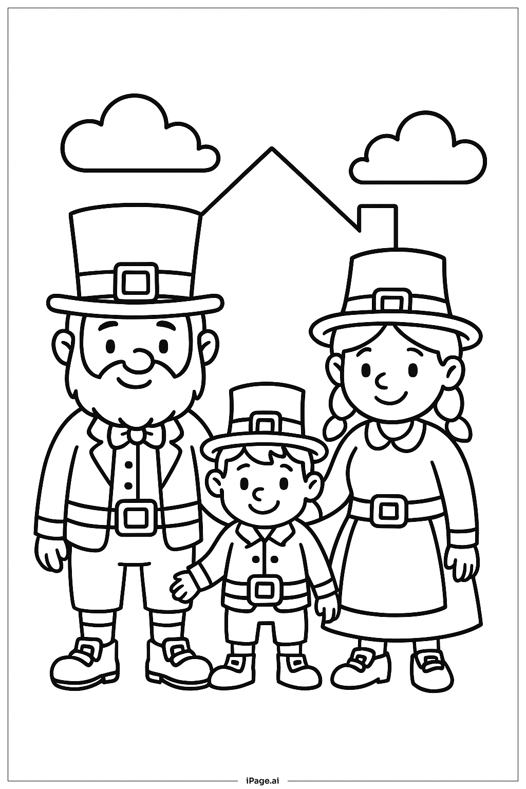 Happy St Patrick's Day Leprechaun Family Coloring Page (Free PDF&PNG ...