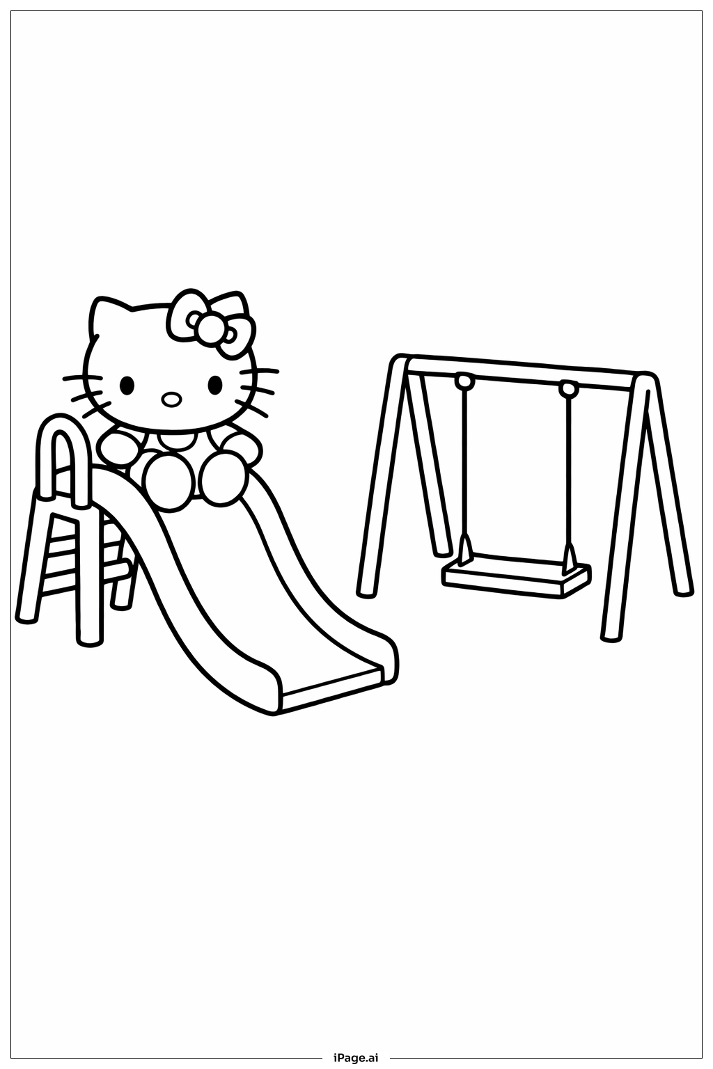 Hello Kitty auf dem Spielplatz Ausmalbild (Kostenloses PDF & PNG zum ...