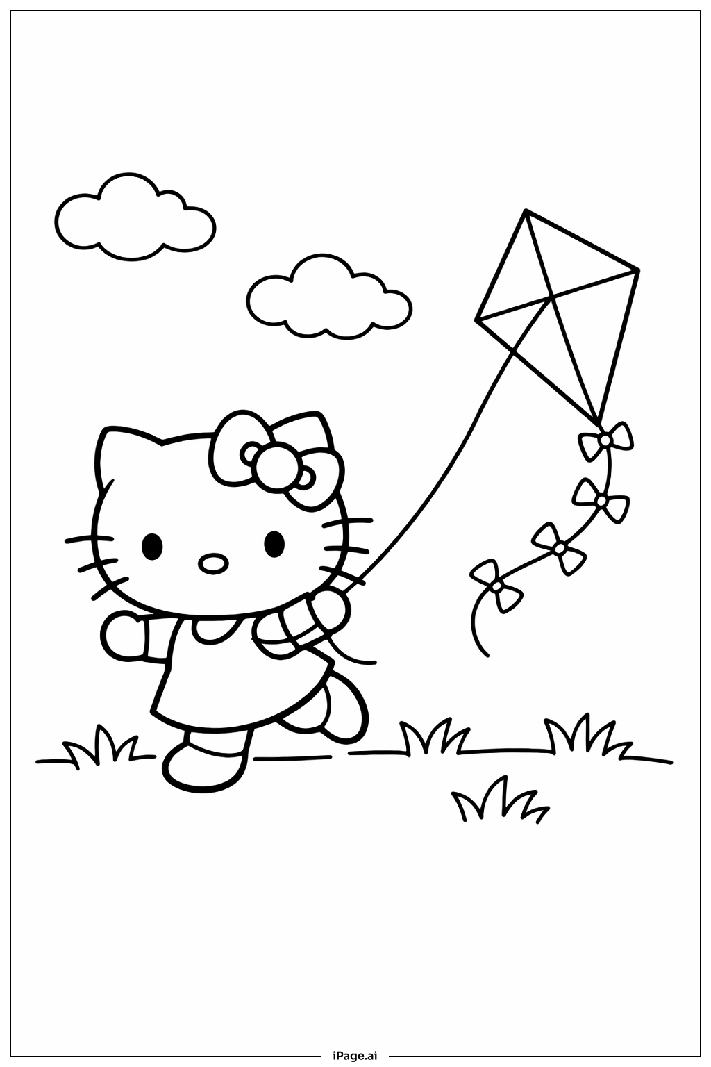 Hello Kitty lässt Drachen steigen Ausmalbild (Kostenloses PDF & PNG zum ...
