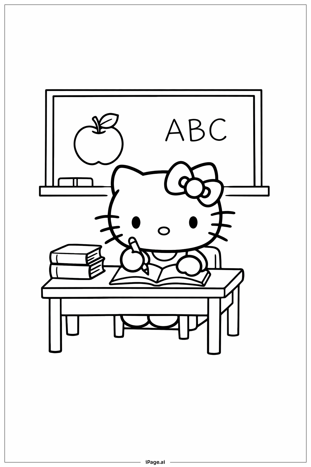 Hello Kitty im Klassenzimmer Ausmalbild (Kostenloses PDF & PNG zum ...