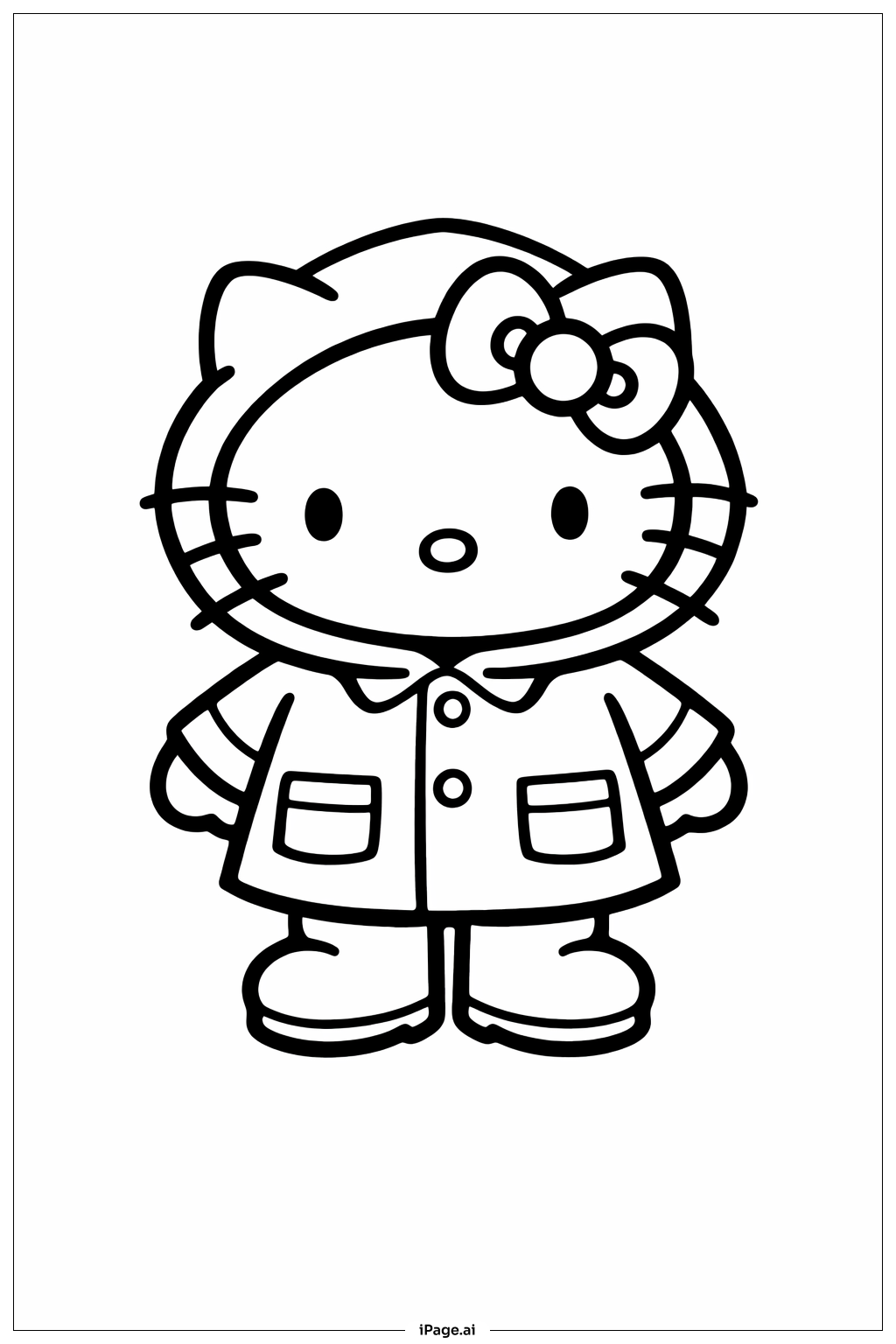 Página de Colorir Hello Kitty de Capa de Chuva (PDF & PNG Imprimíveis ...