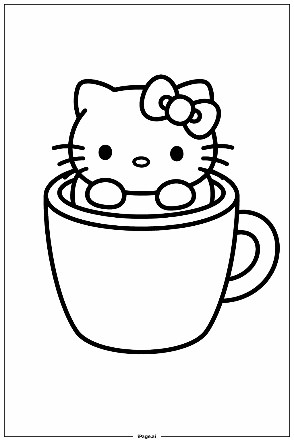 Hello Kitty Marshmallow in der Tasse Ausmalbild (Kostenloses PDF & PNG ...
