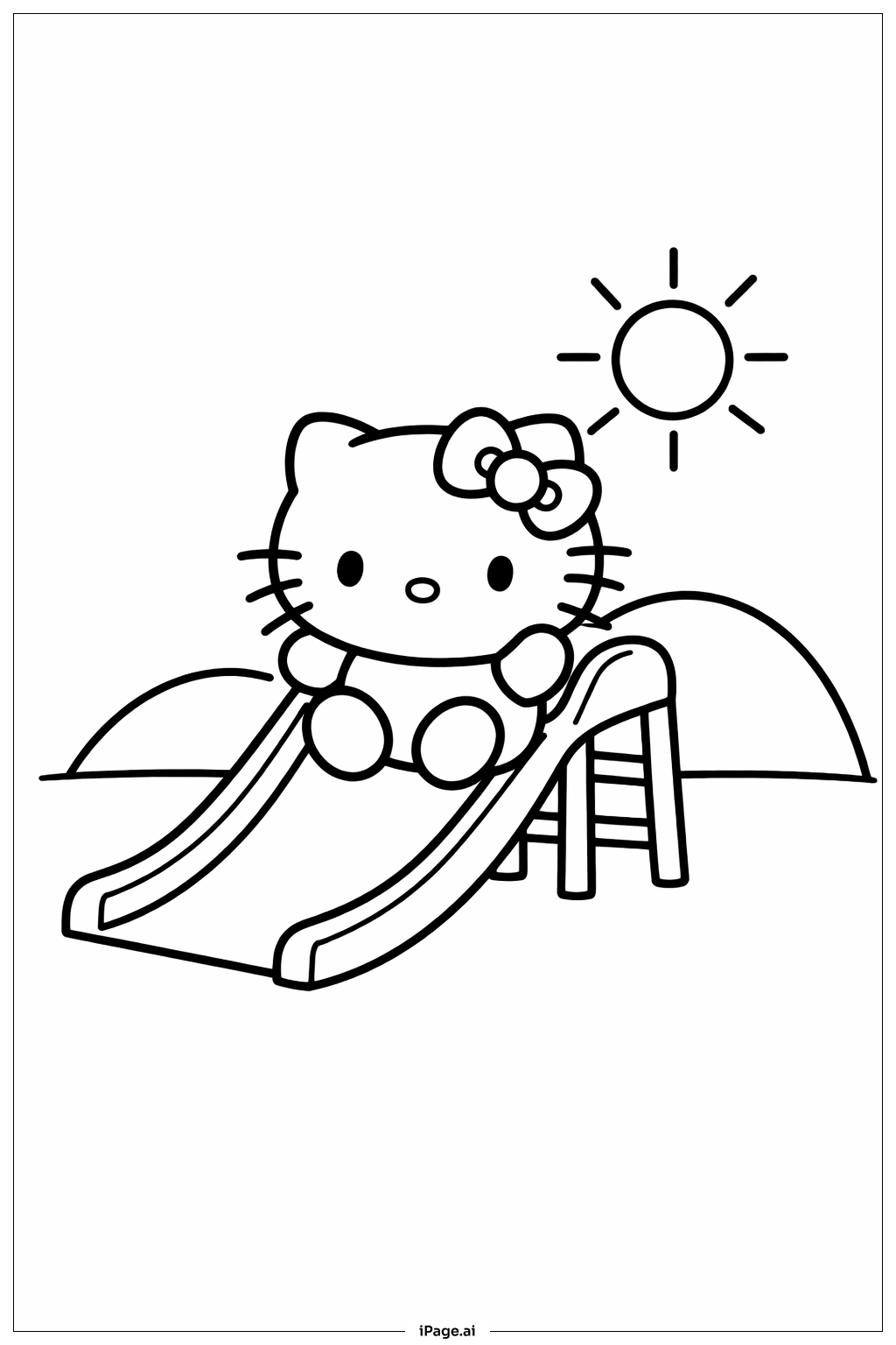 Hello Kitty棉花糖游乐场乐趣 填色页（免费 PDF&PNG 可打印）