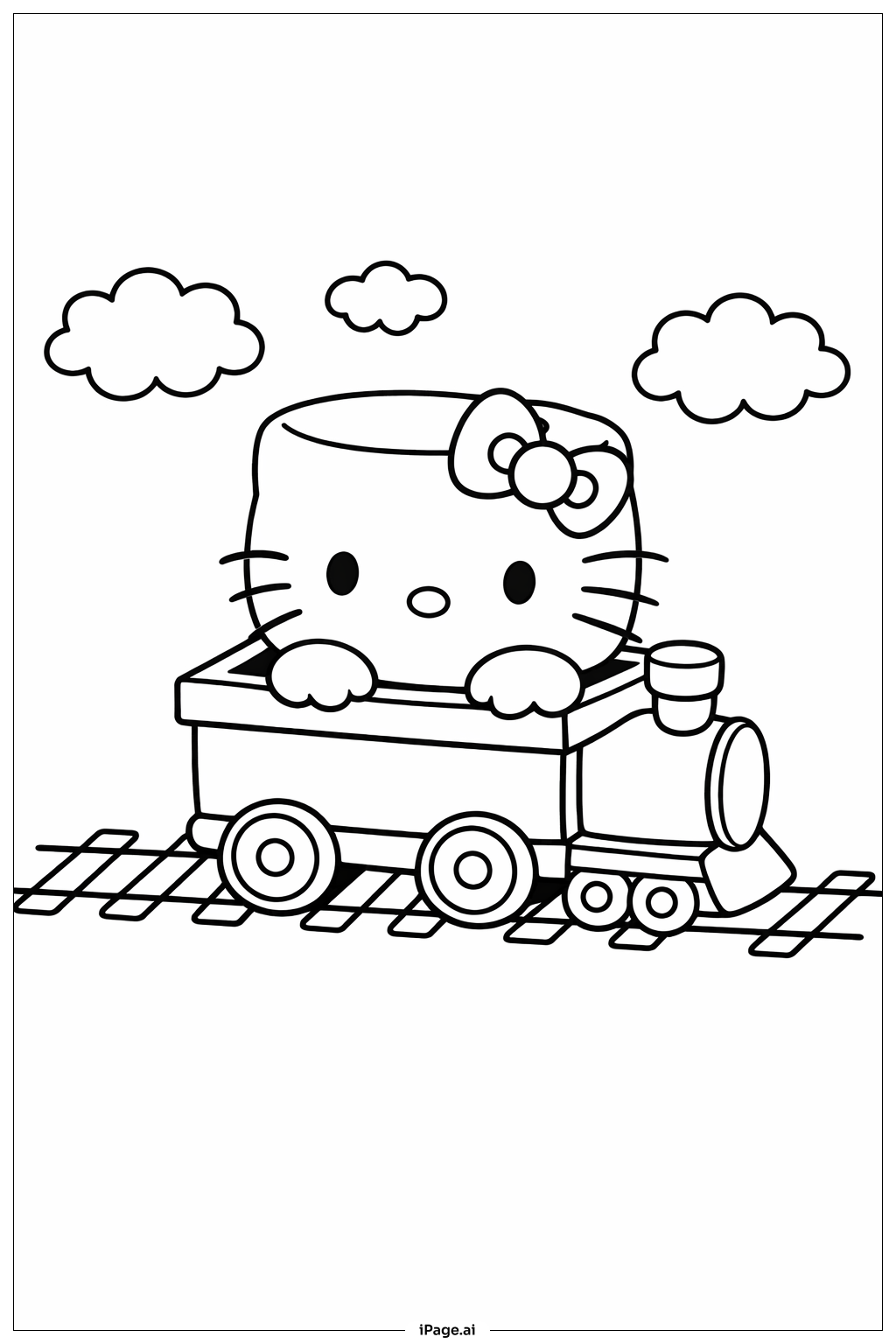 Hello Kitty Marshmallow Zugfahrt Ausmalbild (Kostenloses PDF & PNG zum ...