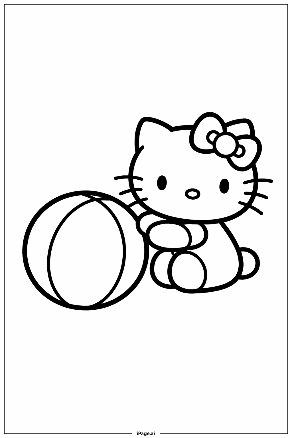 Hello Kitty spielt Ball Ausmalbild (Kostenloses PDF & PNG zum Ausdrucken)