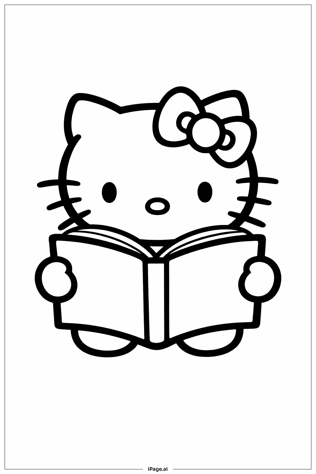 Hello Kitty Lesebuch Ausmalbild (Kostenloses PDF & PNG zum Ausdrucken)