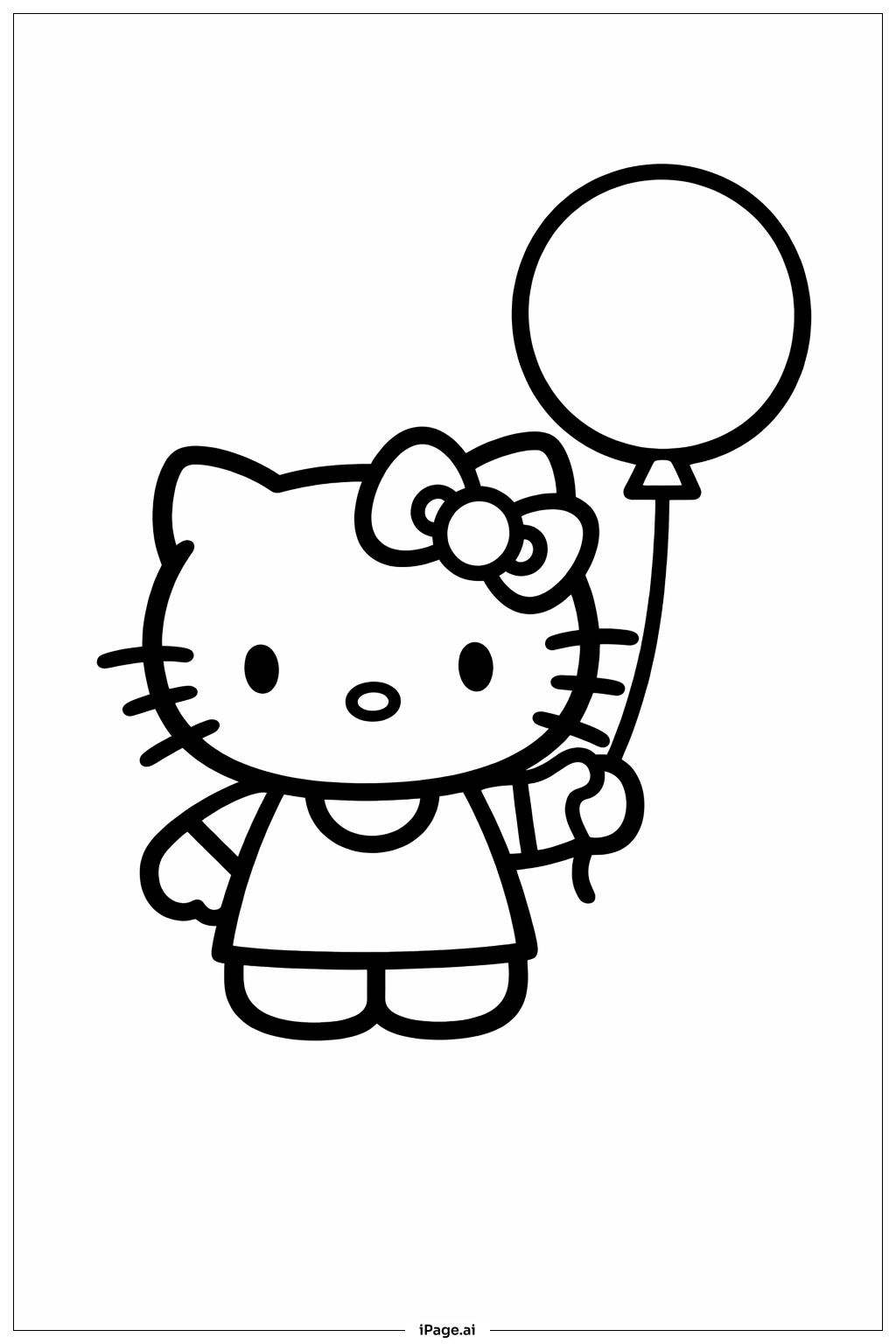Page de coloriage Hello Kitty avec ballon (PDF & PNG imprimables ...