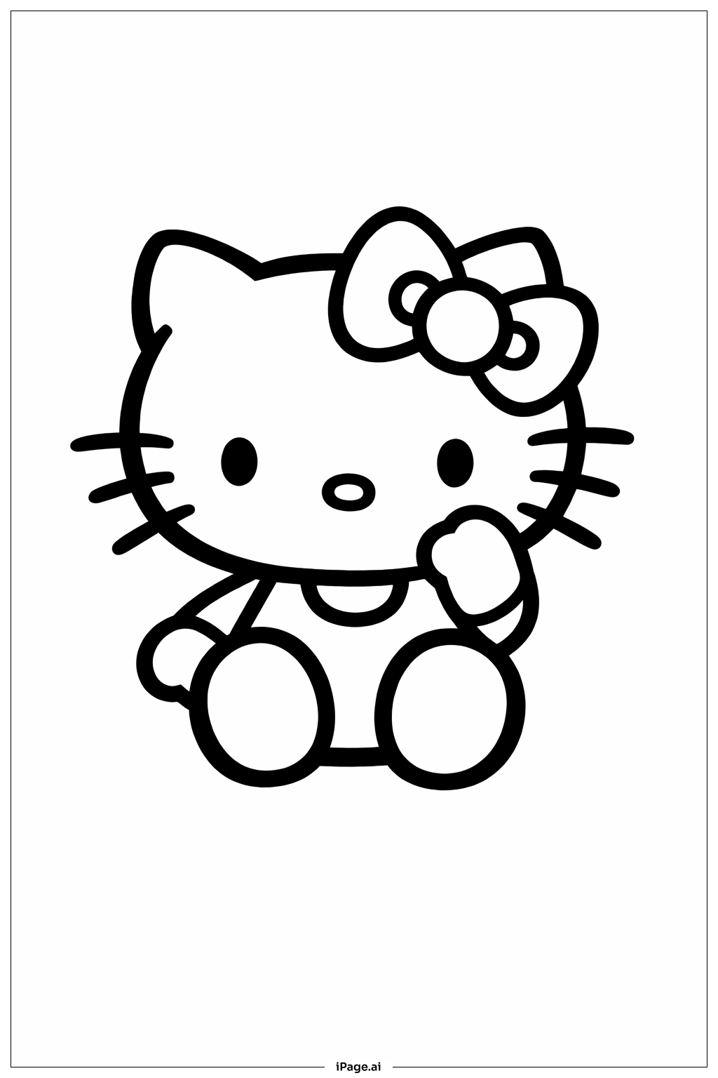 Page de coloriage Hello Kitty avec Noeud (PDF & PNG imprimables ...
