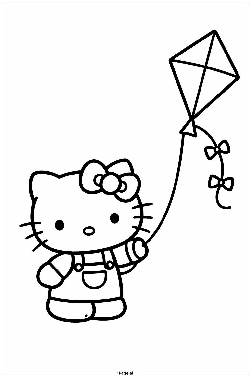 Hello Kitty mit Drachen Ausmalbild (Kostenloses PDF & PNG zum Ausdrucken)