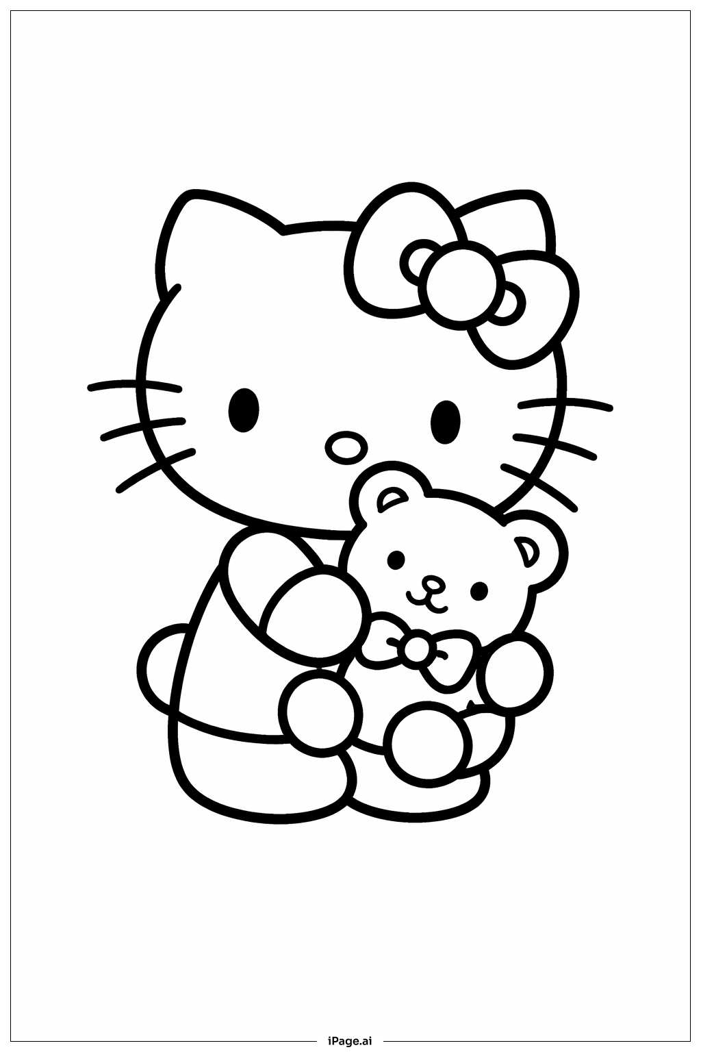 Page de coloriage Hello Kitty avec Teddy (PDF & PNG imprimables ...