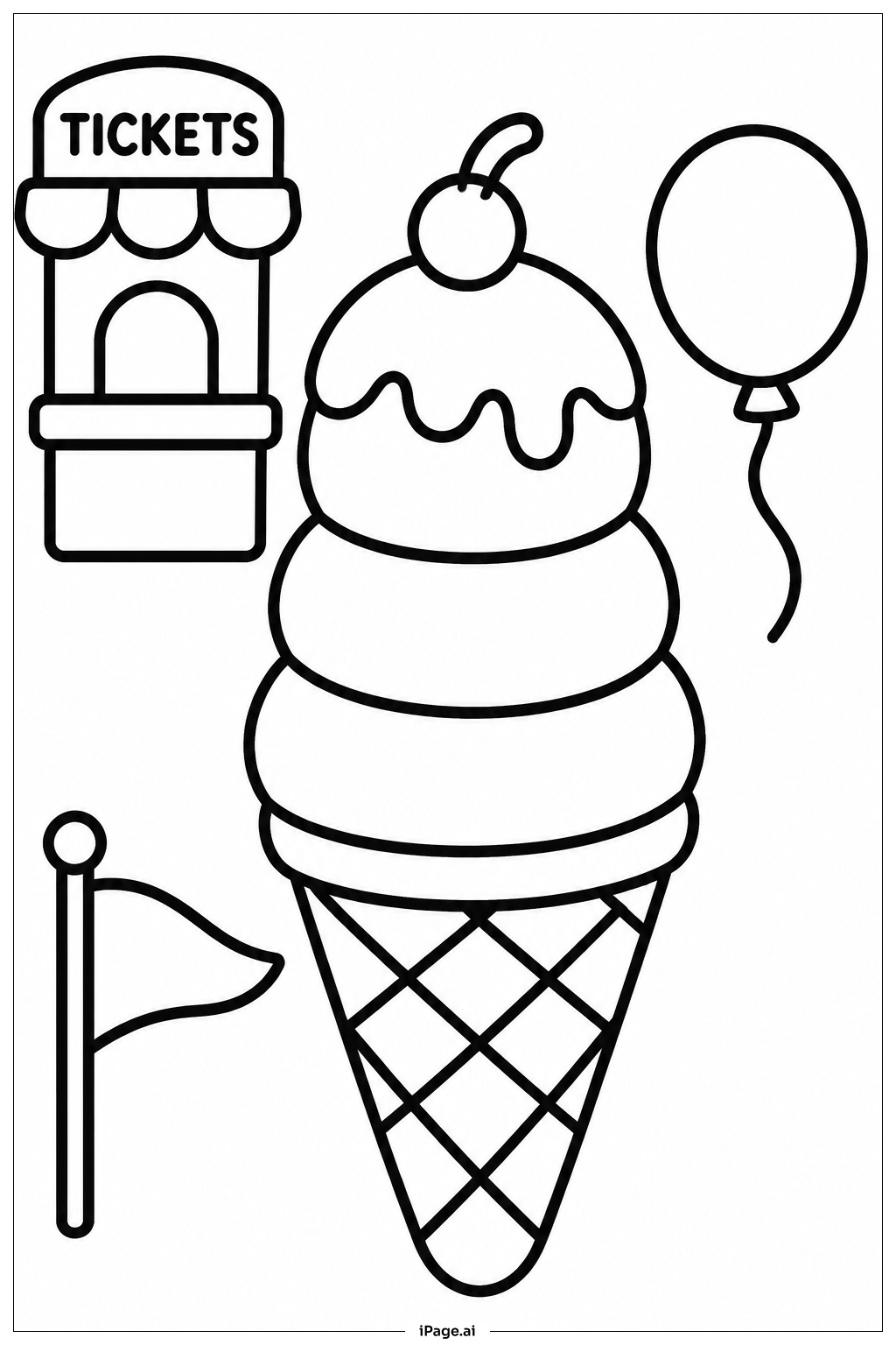 Página para colorear Cono de Helado en la Feria (Descarga gratuita en ...