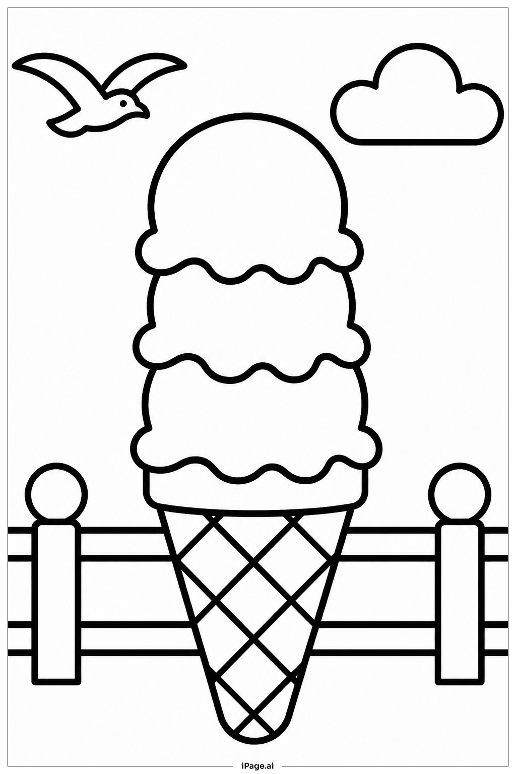 Página para colorear Cono de Helado en el Muelle (Descarga gratuita en ...