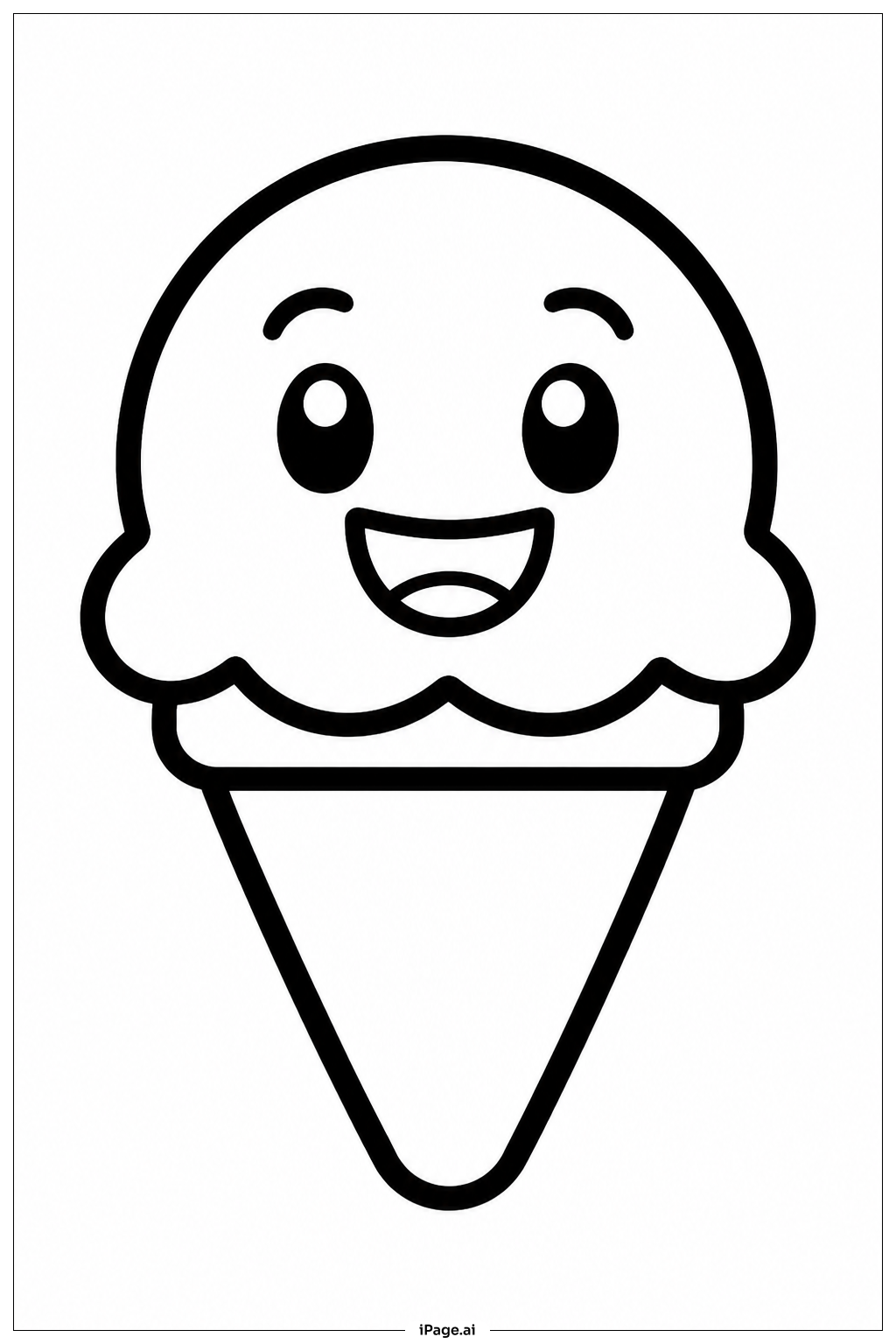 Página para colorear Cono de helado sonriente (Descarga gratuita en PDF ...