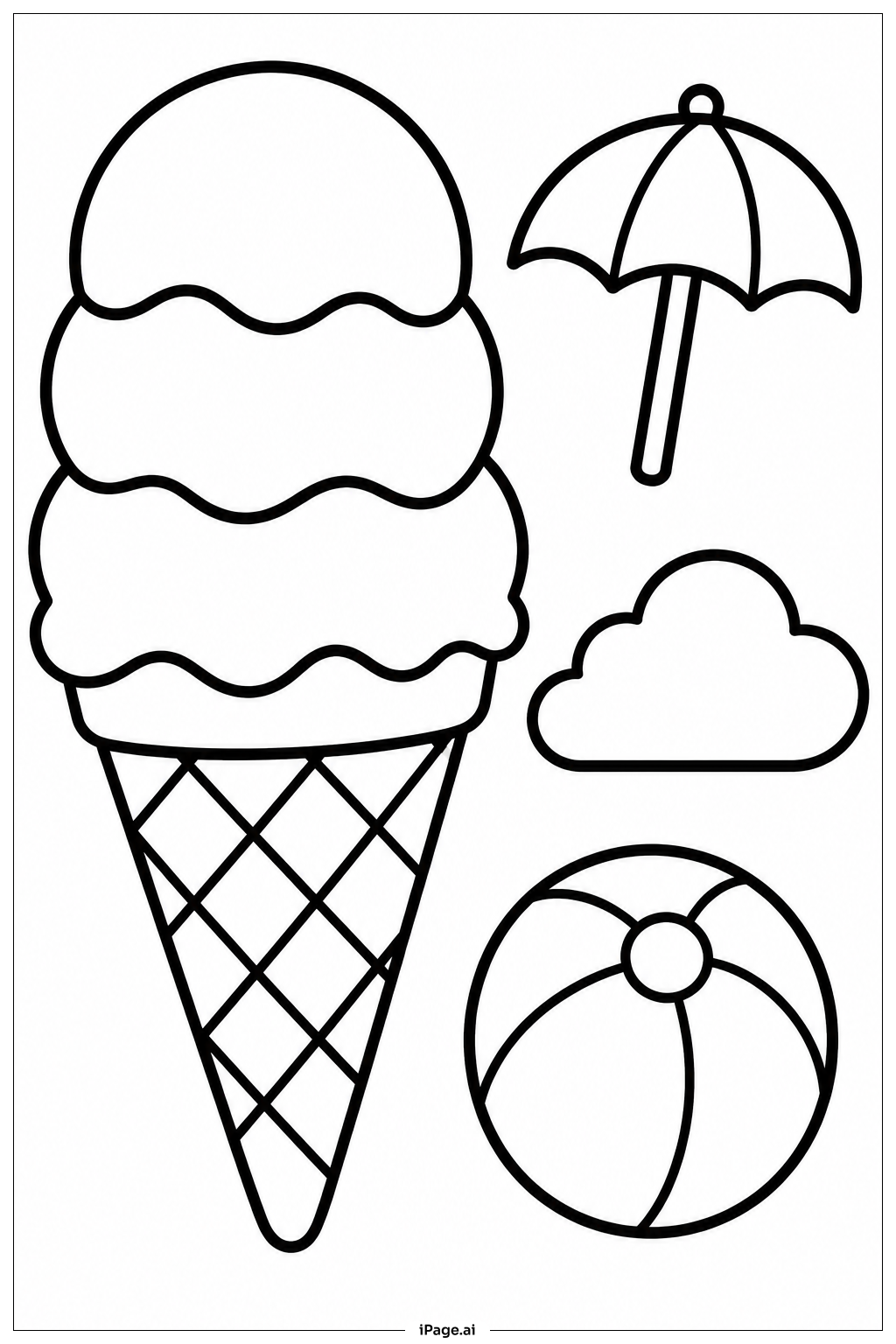 Waffle Ice Cream Cone Coloring Page (Free PDF&PNG Printable)