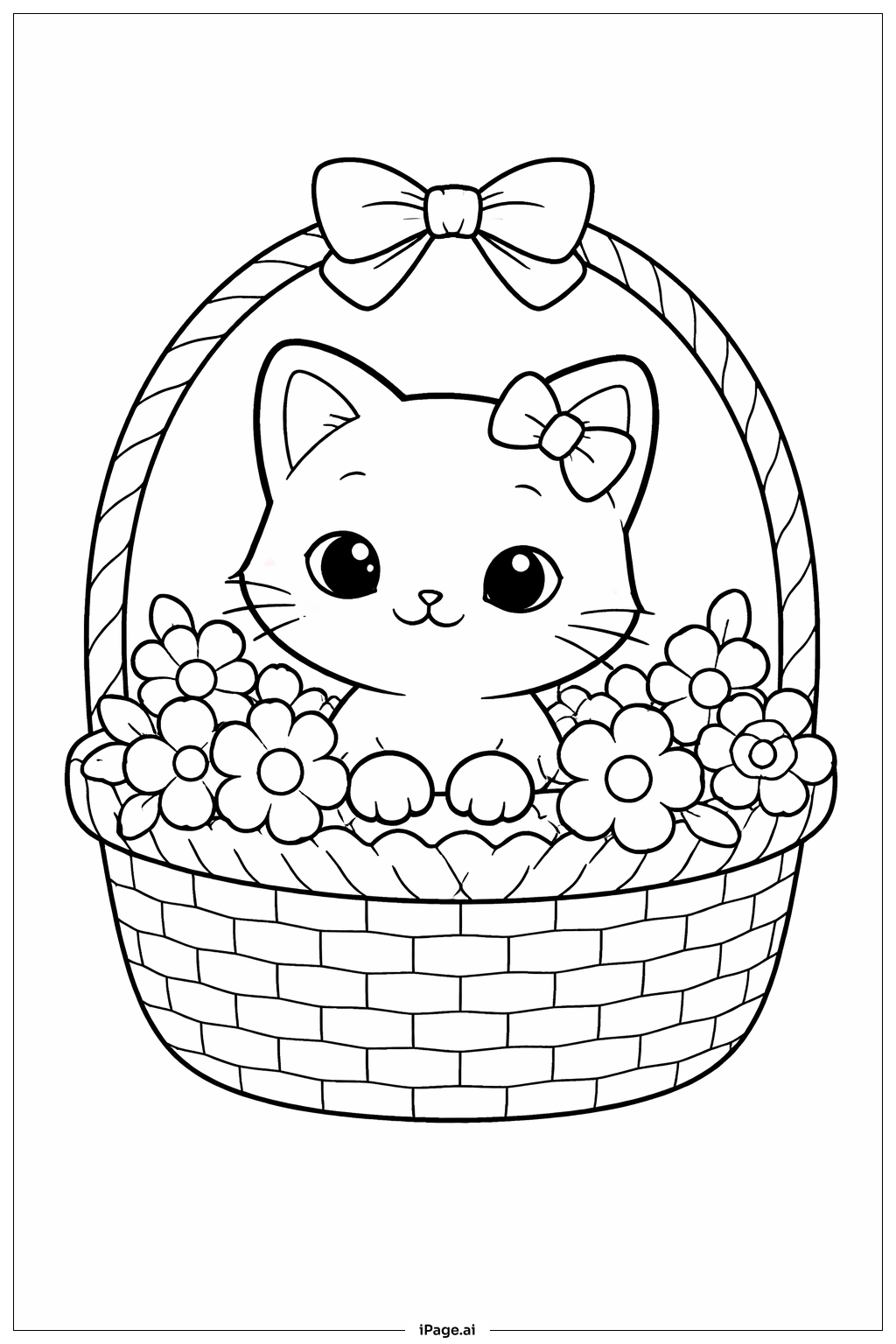 Kitty Cat With Milk Bowl Coloring Page (Free PDF&PNG Printable)