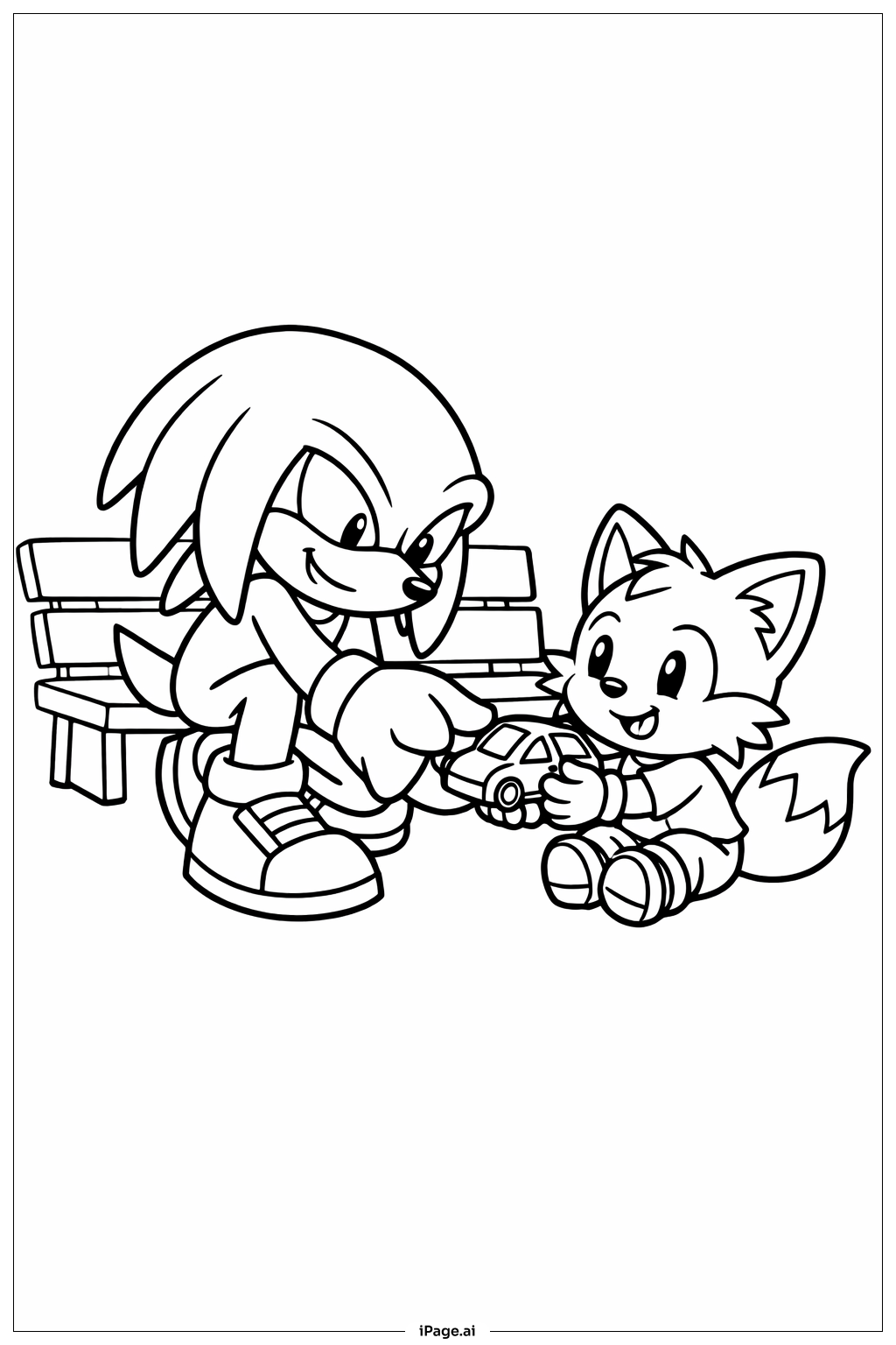 Page de coloriage Knuckles aide son ami (PDF & PNG imprimables ...