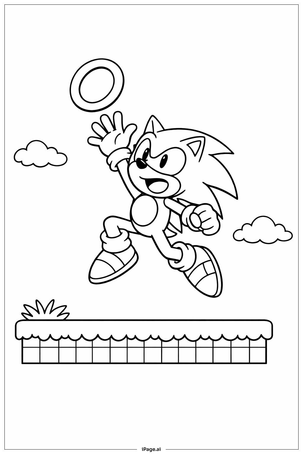 Sonic fängt den Ring Ausmalbild (Kostenloses PDF & PNG zum Ausdrucken)