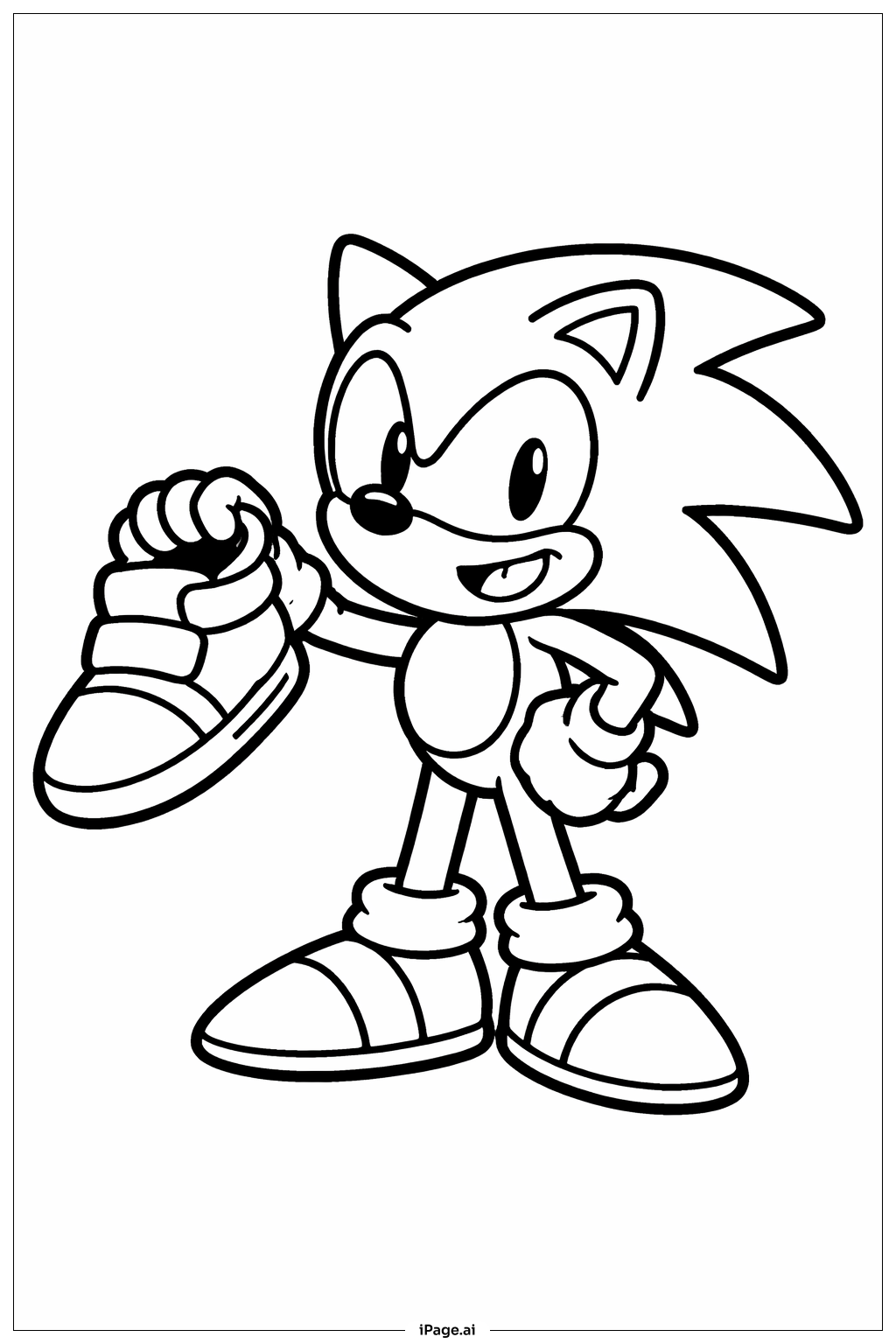Página de Colorir Sonic segurando um sapato (PDF & PNG Imprimíveis Grátis)