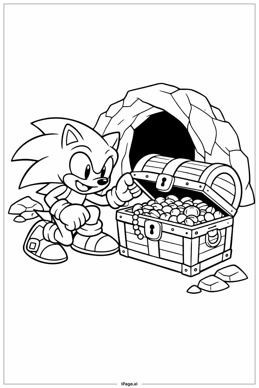 Sonic fängt den Ring Ausmalbild (Kostenloses PDF & PNG zum Ausdrucken)